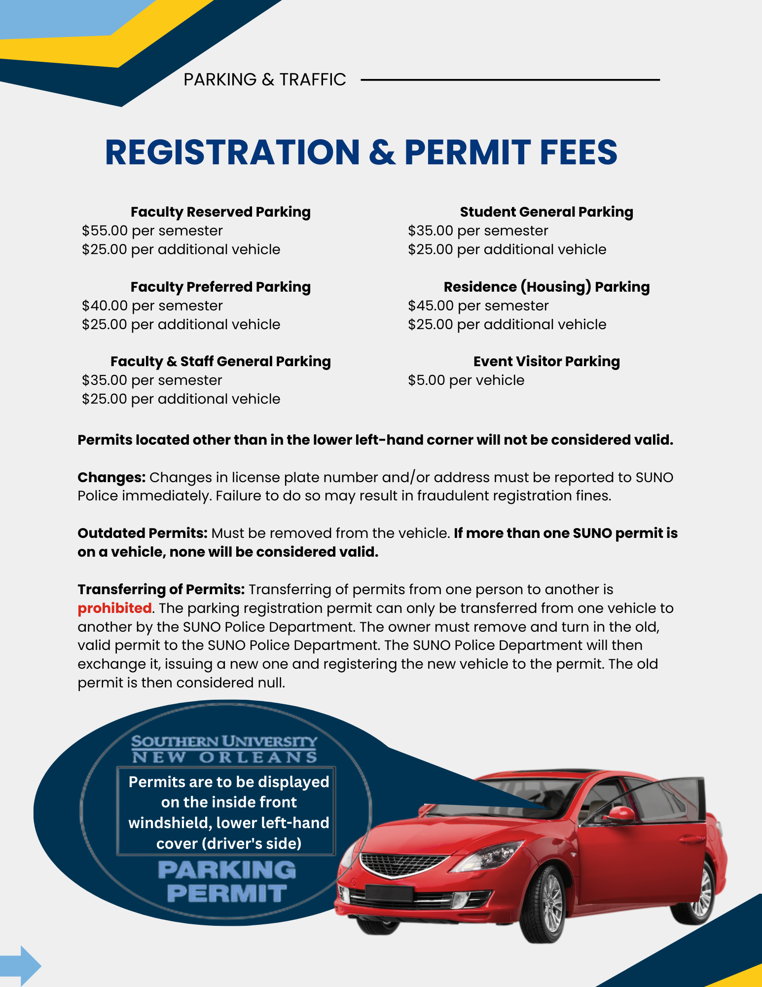 Parking & Traffic Division | Southern University at New Orleans