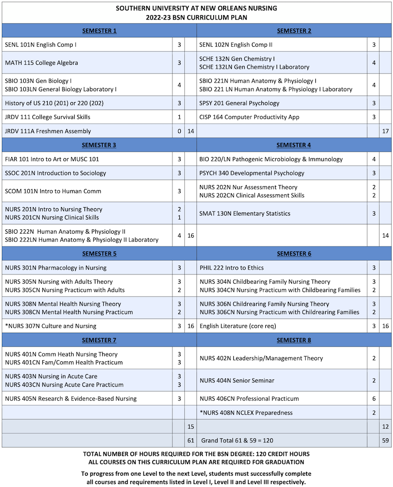 School Of Nursing Curriculum Southern University At New Orleans